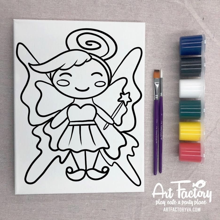 Pre-Traced Canvas - Fairy – Art Factory Play Cafe and Party Place